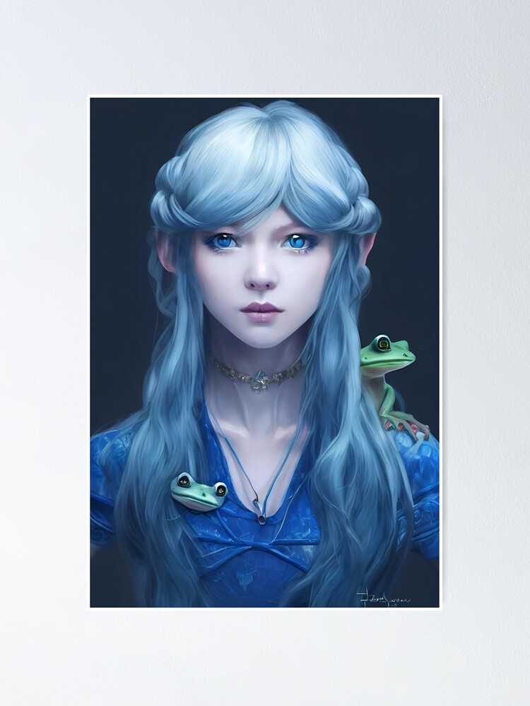 "Azure Frog Girl" Poster for Sale by TheAzureMage | Redbubble