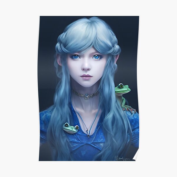 "Azure Frog Girl" Poster for Sale by TheAzureMage | Redbubble