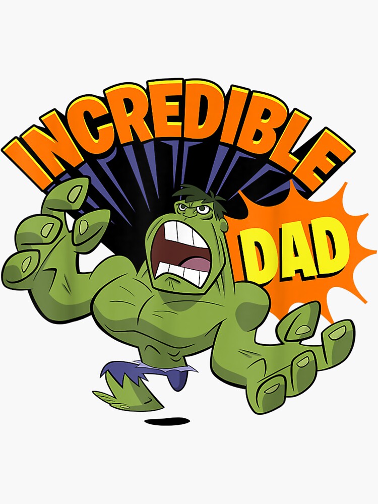 "Father's Day Huck Incredible Dad Action Pose Word Pop " Sticker for ...