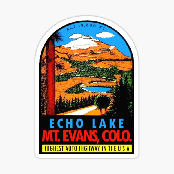 "Echo Lake Mt Evans Colorado Vintage Travel Decal" Sticker for Sale by ...