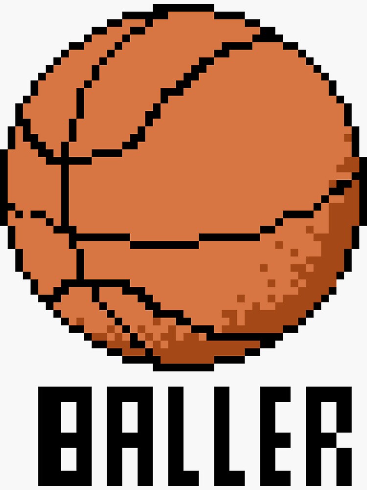 "Baller pixel art basket ball." Sticker for Sale by Blettuce | Redbubble