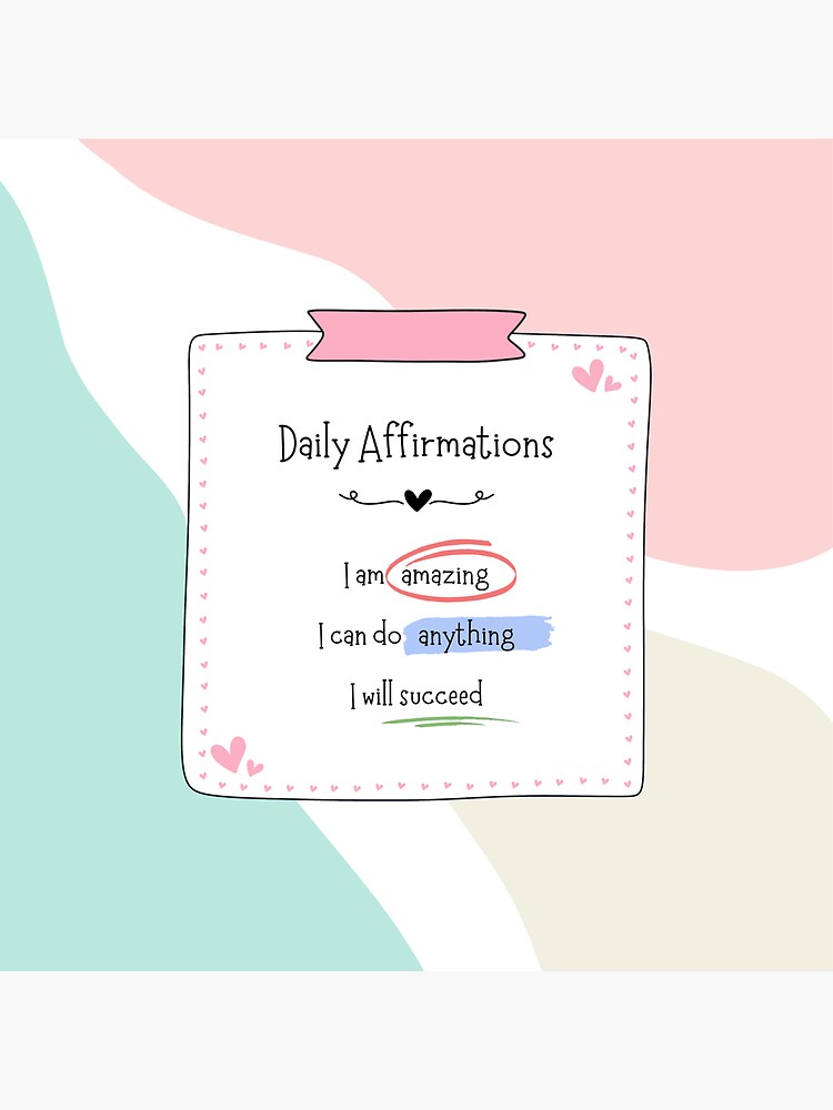 "Pastel Abstract Daily Positive Affirmation Note Poster" Sticker for ...