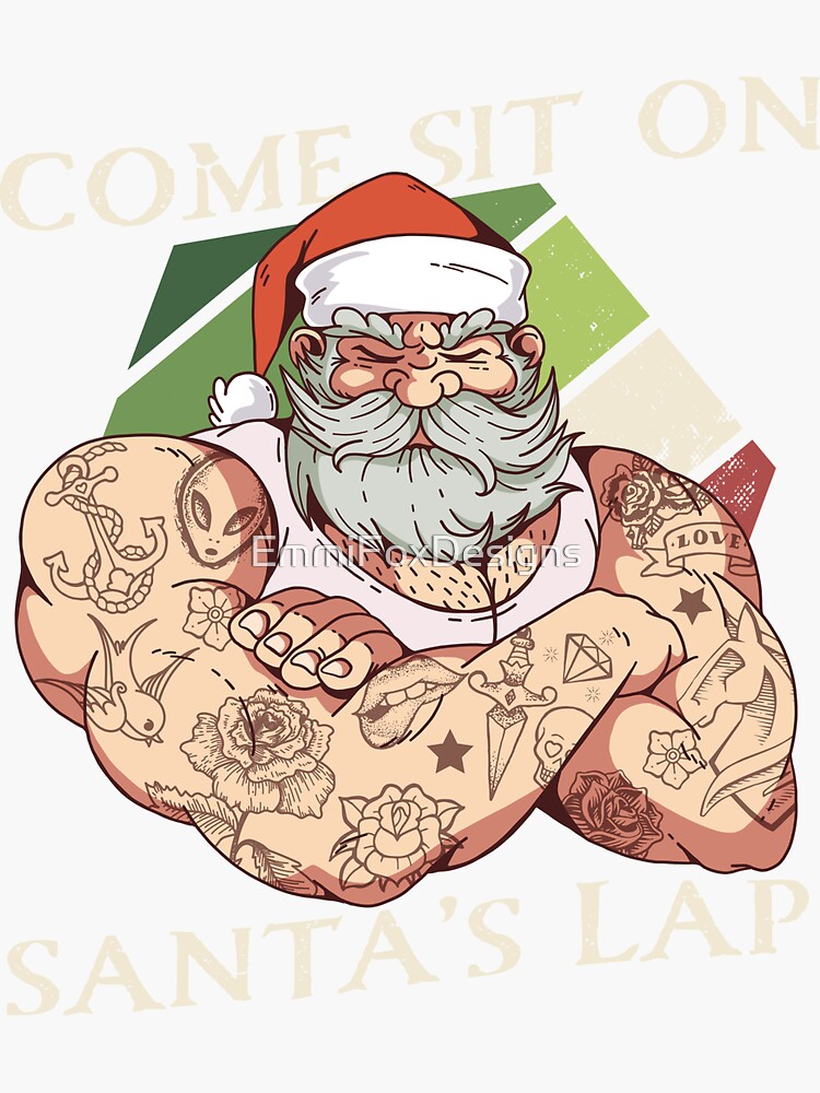 "Come sit on Santa's Lap Funny Christmas Santa Claus Costume" Sticker ...