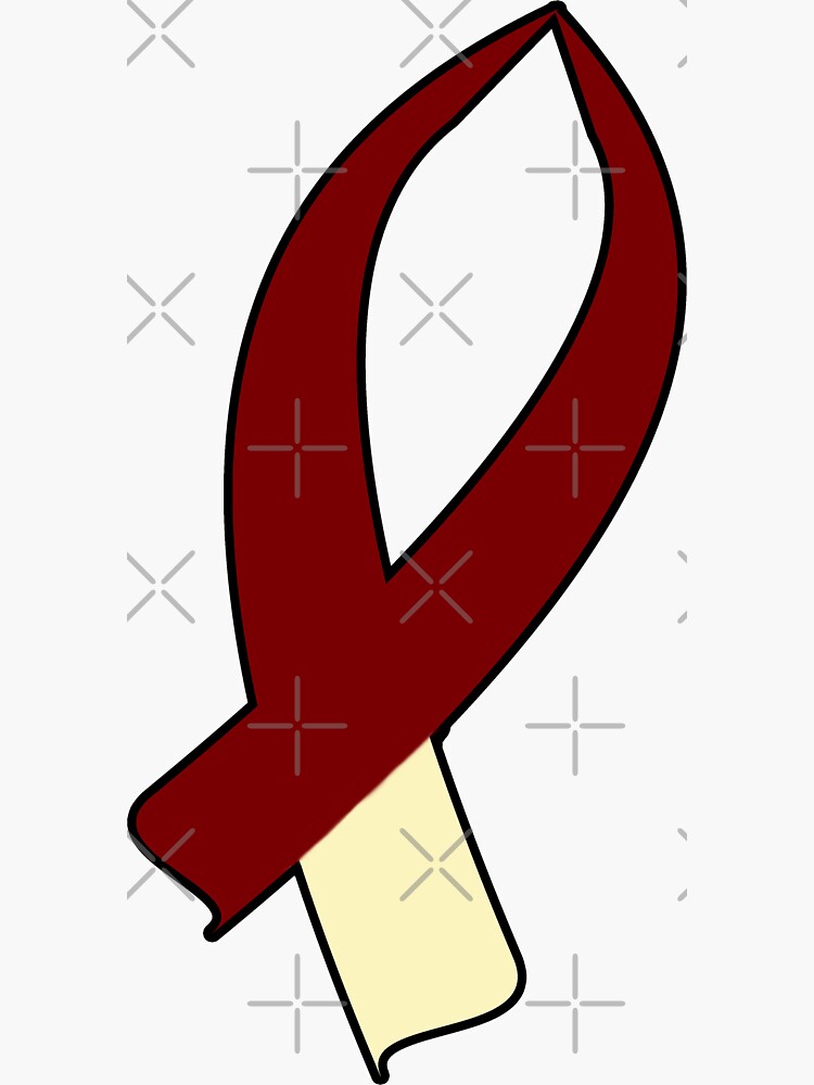 "Awareness Ribbon (Burgundy & Cream)" Sticker by blakcirclegirl | Redbubble