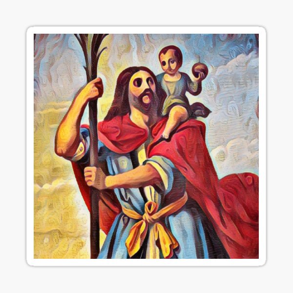 "Patron Saint Christopher Rainbow Art" Sticker for Sale by RainbowLush ...