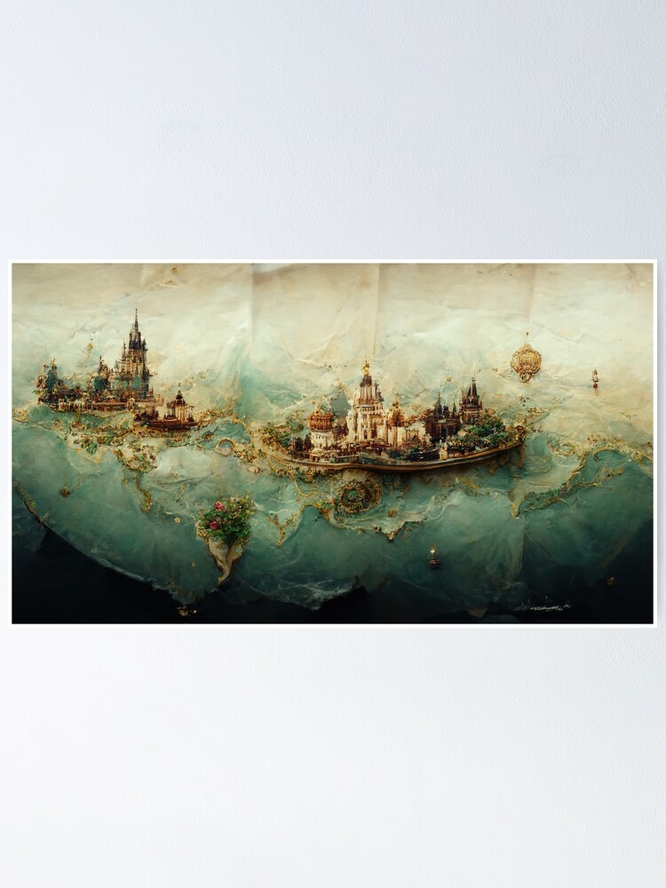 "3d map castle vintage fantasy map" Poster for Sale by funart123456 ...