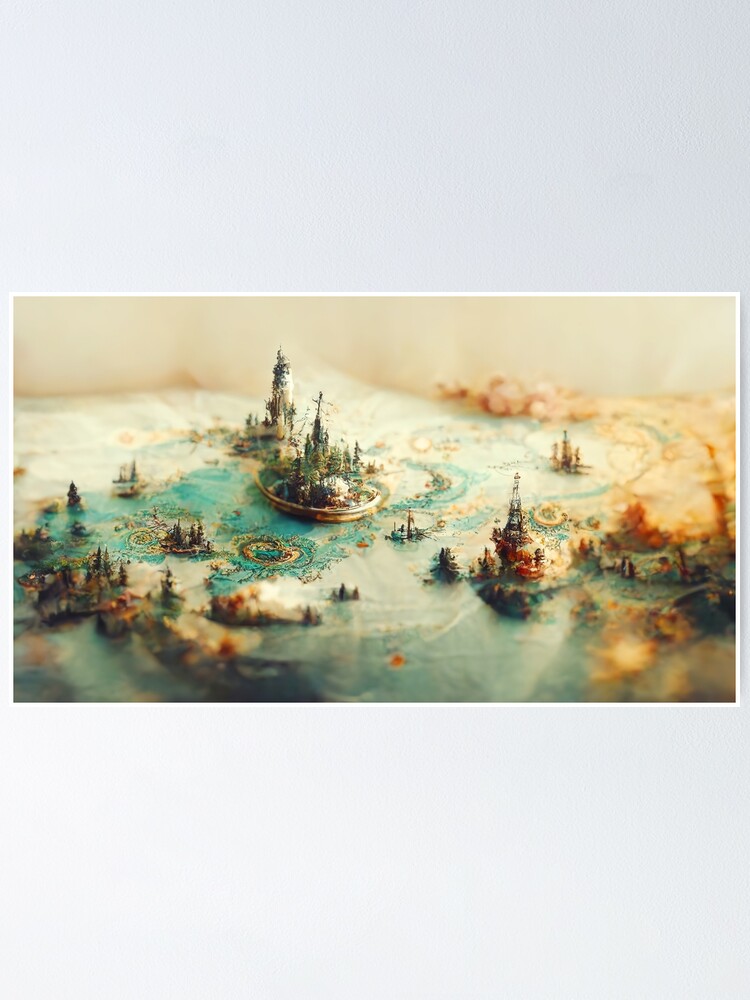 "3d map castle vintage fantasy map" Poster for Sale by funart123456 ...