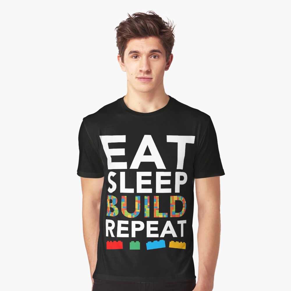 " Eat Sleep Build Repeat Building Blocks Bricks Master Builder" Poster ...