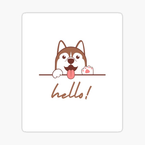 "cute dog saying hello" Sticker for Sale by artist-fs | Redbubble