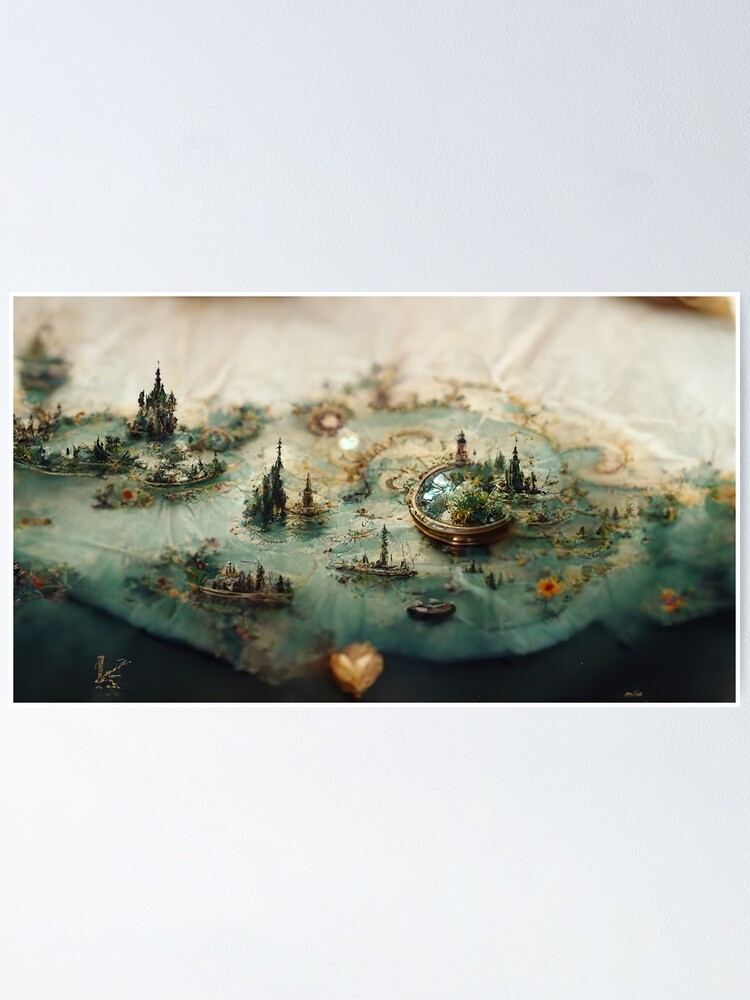 "3d map castle vintage fantasy map" Poster for Sale by funart123456 ...