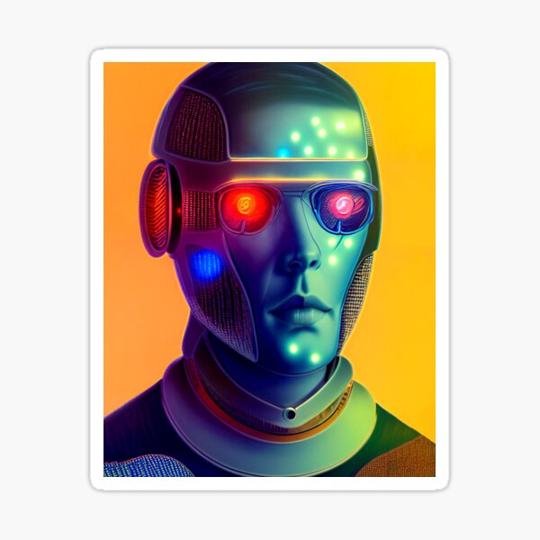 "Retrowave cyborg" Sticker for Sale by NattyCorvus | Redbubble