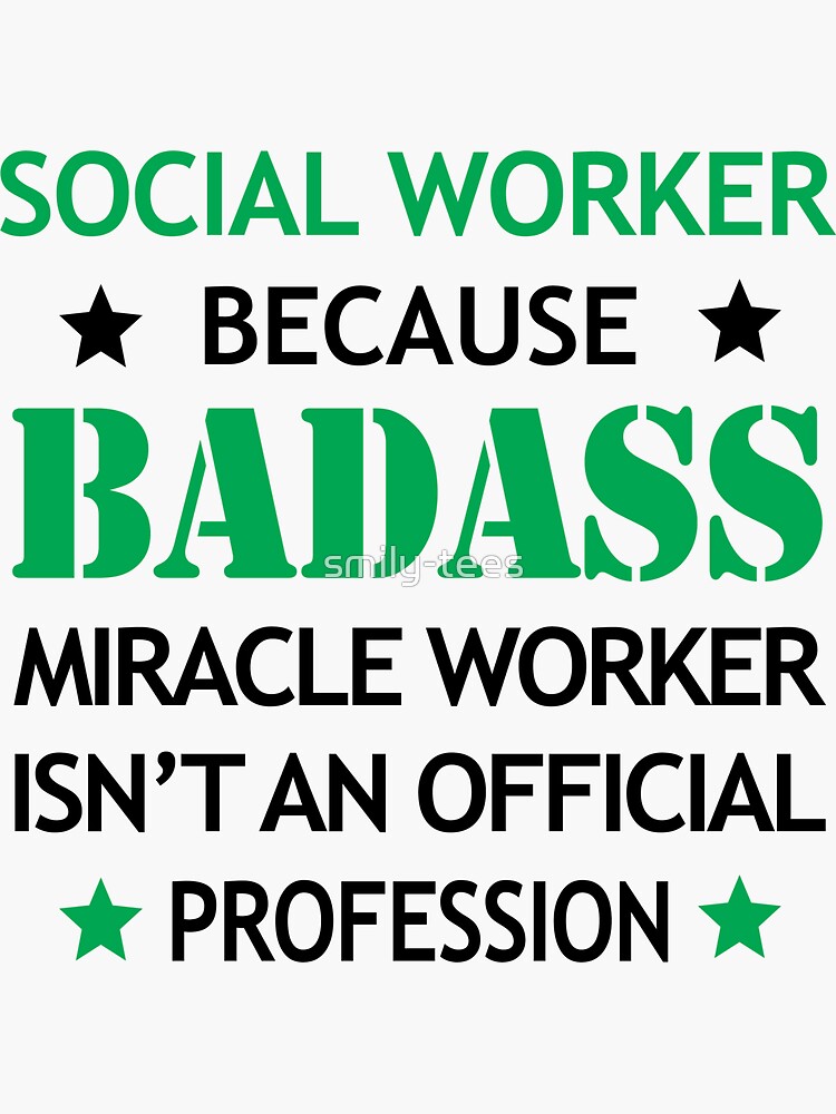 "Social Worker Surprise Birthday Badass Miracle Worker " Sticker for ...