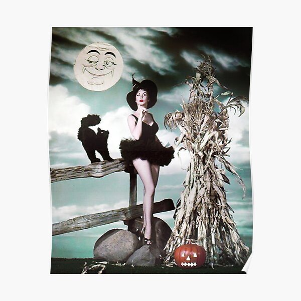 "Witch Pin Up and Halloween Scary Evil Pumpkin" Poster for Sale by ...