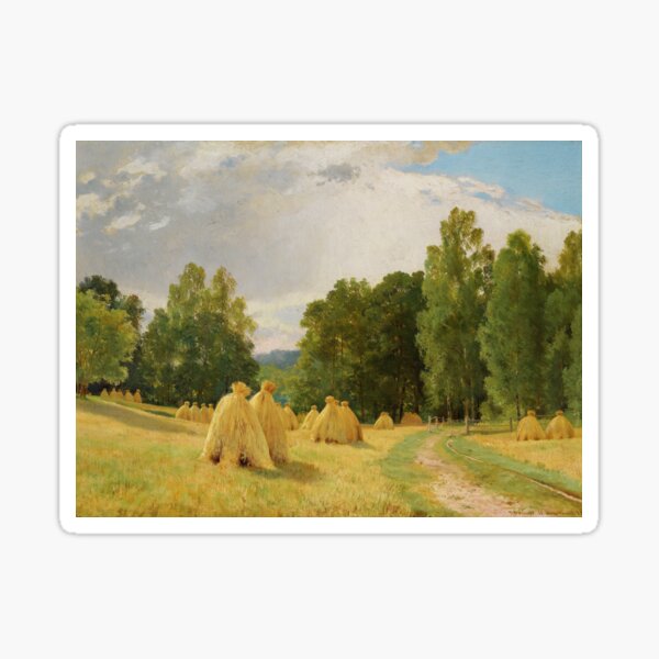 "Haystacks, Preobrazhenskoe (1890) - Ivan Shishkin" Sticker for Sale by ...