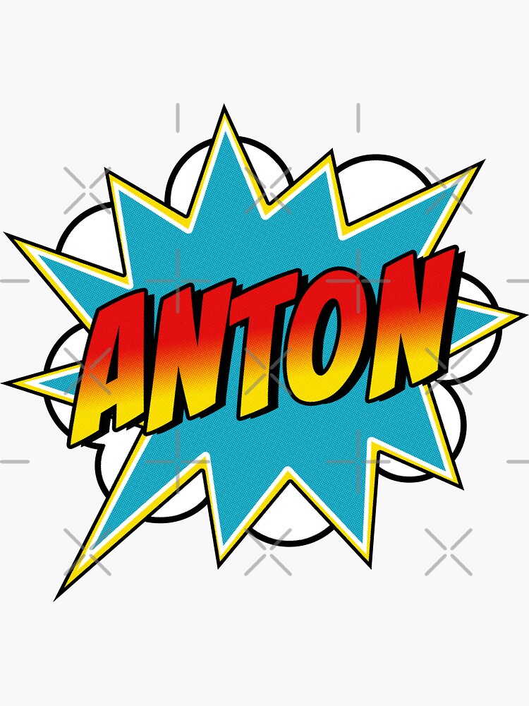 Pegatina «Chicos Anton Nombre Cómic Superhéroe» de Rixta82 | Redbubble