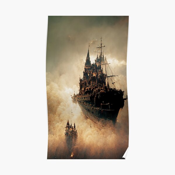 "goth dark castle boat pirate ship" Poster for Sale by funart123456 ...