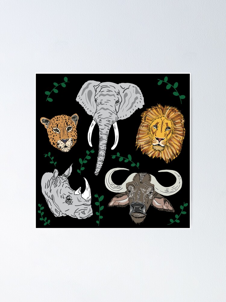 "The Big Five" Poster for Sale by SpiritedArtwork | Redbubble