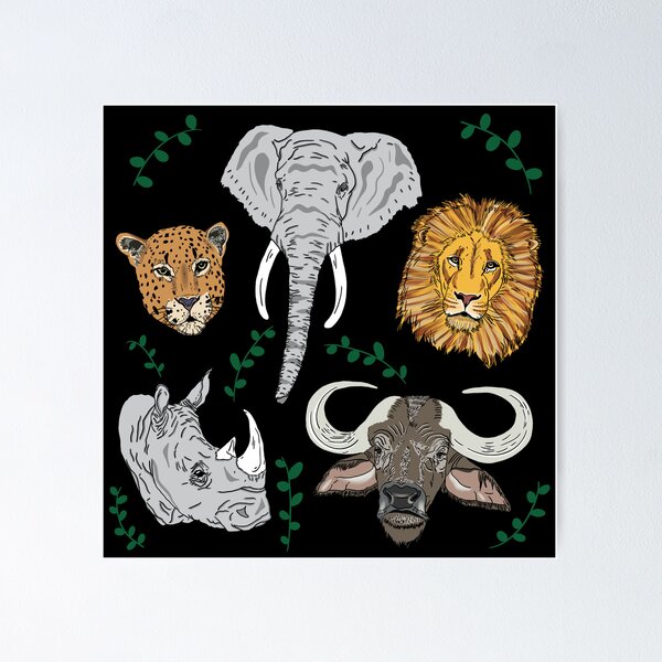 "The Big Five" Poster for Sale by SpiritedArtwork | Redbubble