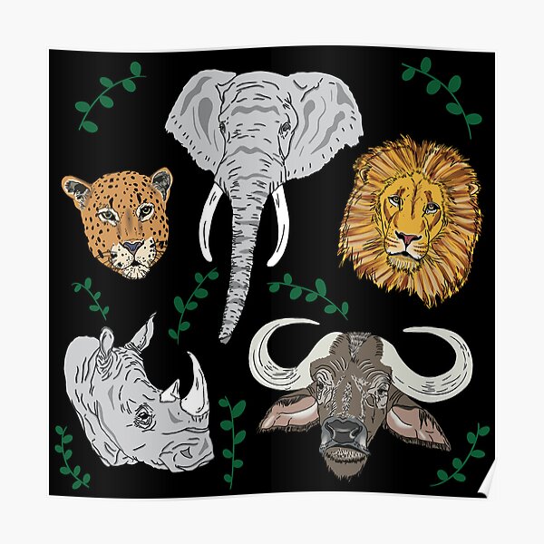 "The Big Five" Poster for Sale by SpiritedArtwork | Redbubble