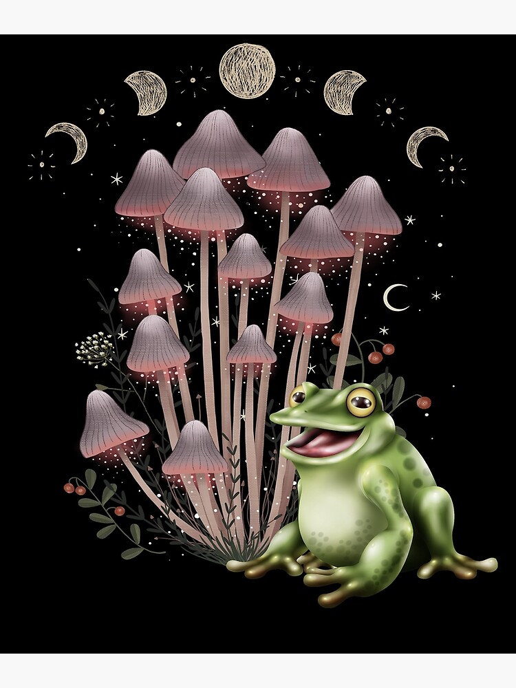 "Cottagecore Aesthetic Frog Mushroom Moon Phase Goblincore Shrooms ...