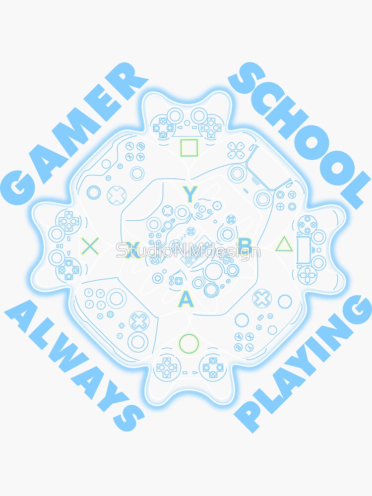 "Gamer School" Sticker for Sale by StudioNMdesign | Redbubble