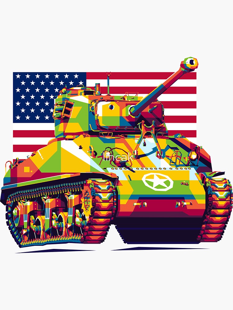 "M4 Sherman 76mm Gun Tank" Sticker for Sale by lincak | Redbubble