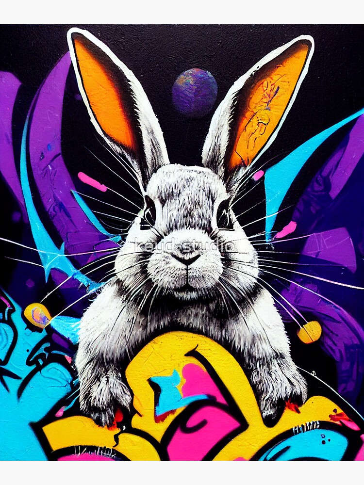 "Rabbit graffiti color" Sticker for Sale by keyd-studio | Redbubble