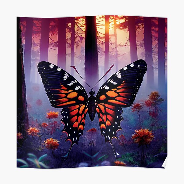 "Monarch Butterfly and Flowers" Poster for Sale by Geminiartstudio ...