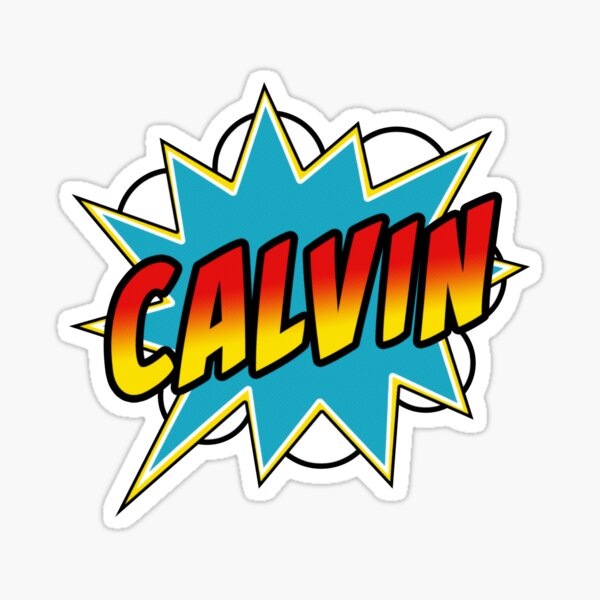 "Boys Calvin Name Comic Book Superhero" Sticker for Sale by Rixta82 ...