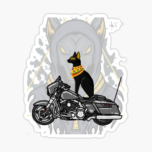 "Biker pharaonic cat Fun Merchandise Essential" Sticker for Sale by ...