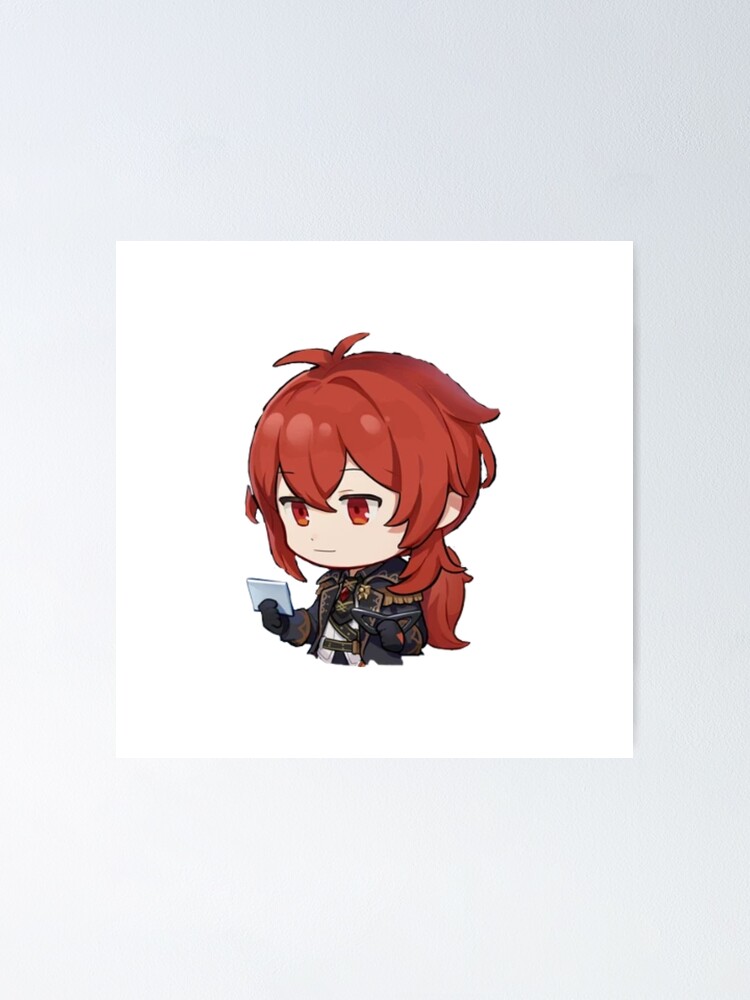 "Diluc Chibi - Genshin Impact" Poster for Sale by saacollection | Redbubble