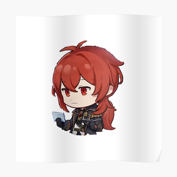 "Diluc Chibi - Genshin Impact" Poster for Sale by saacollection | Redbubble