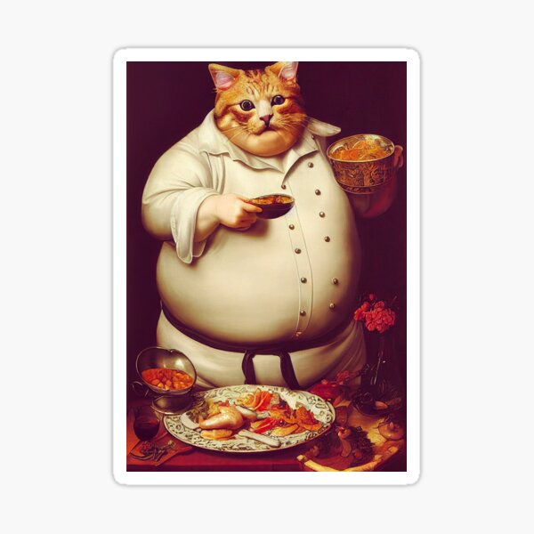 "Cooking Cat" Sticker for Sale by ladarkepoque | Redbubble