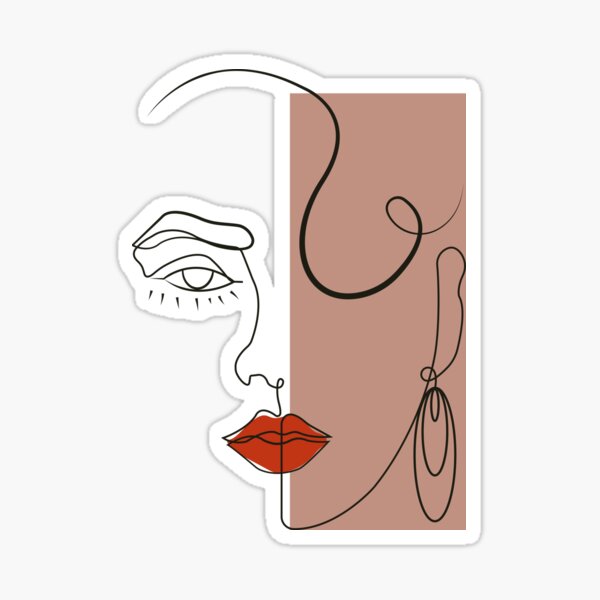 "Women Face Line Art " Sticker for Sale by RUMI-ART-PLANET | Redbubble