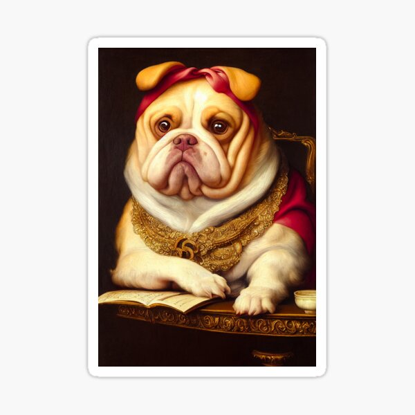 "Bulldog reading a book" Sticker for Sale by ladarkepoque | Redbubble