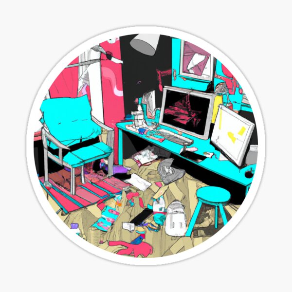 "Messy Room Digital Art sticker" Sticker for Sale by Escuela-Virtual ...