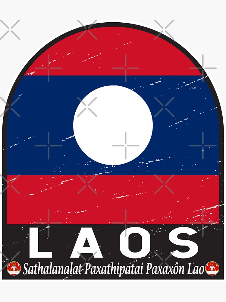 "Laos Flag Emblem Distressed Vintage" Sticker for Sale by ...