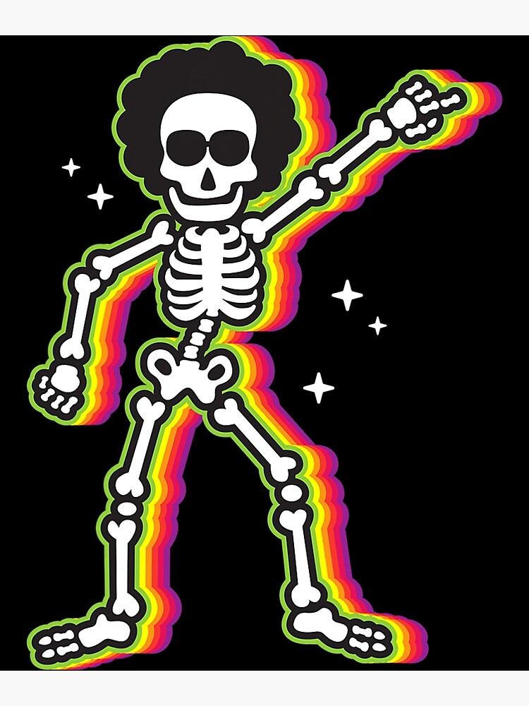 "70s Costume Halloween Dancing Disco Skeleton Shirt" Poster for Sale by ...