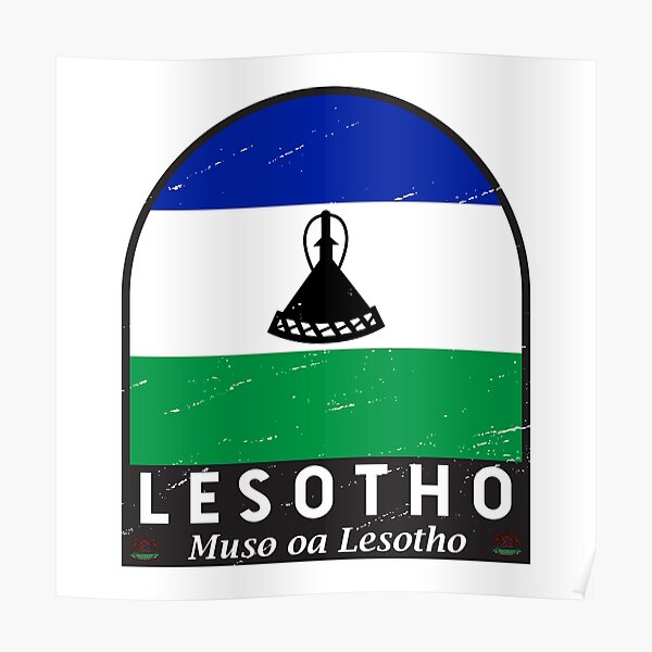 "Lesotho Flag Emblem Distressed Vintage" Poster for Sale by ...