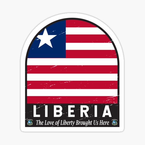 "Liberia Flag Emblem Distressed Vintage" Sticker for Sale by ...