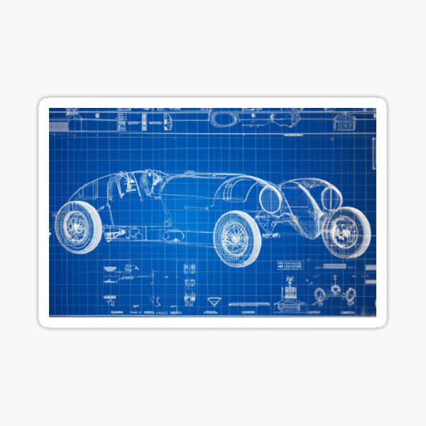 "Bugatti Blueprint" Sticker for Sale by Gonoopnoop | Redbubble