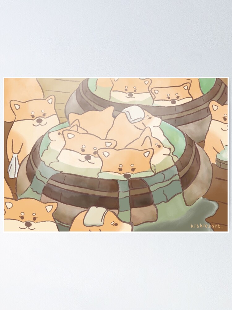 "Shiba Inu Bath House" Poster for Sale by kibbles-art | Redbubble