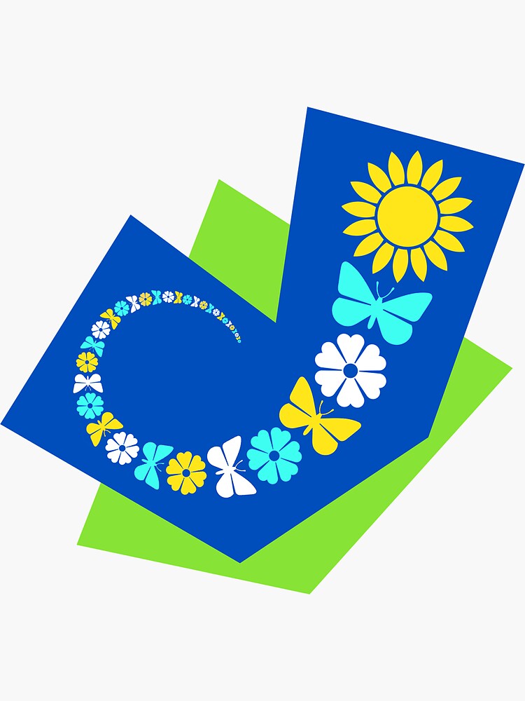 "Flutterby (blue, yellow, green) original design" Sticker for Sale by ...