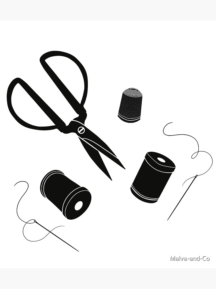 "Scissors needle and thread" Poster for Sale by Malva-and-Co | Redbubble
