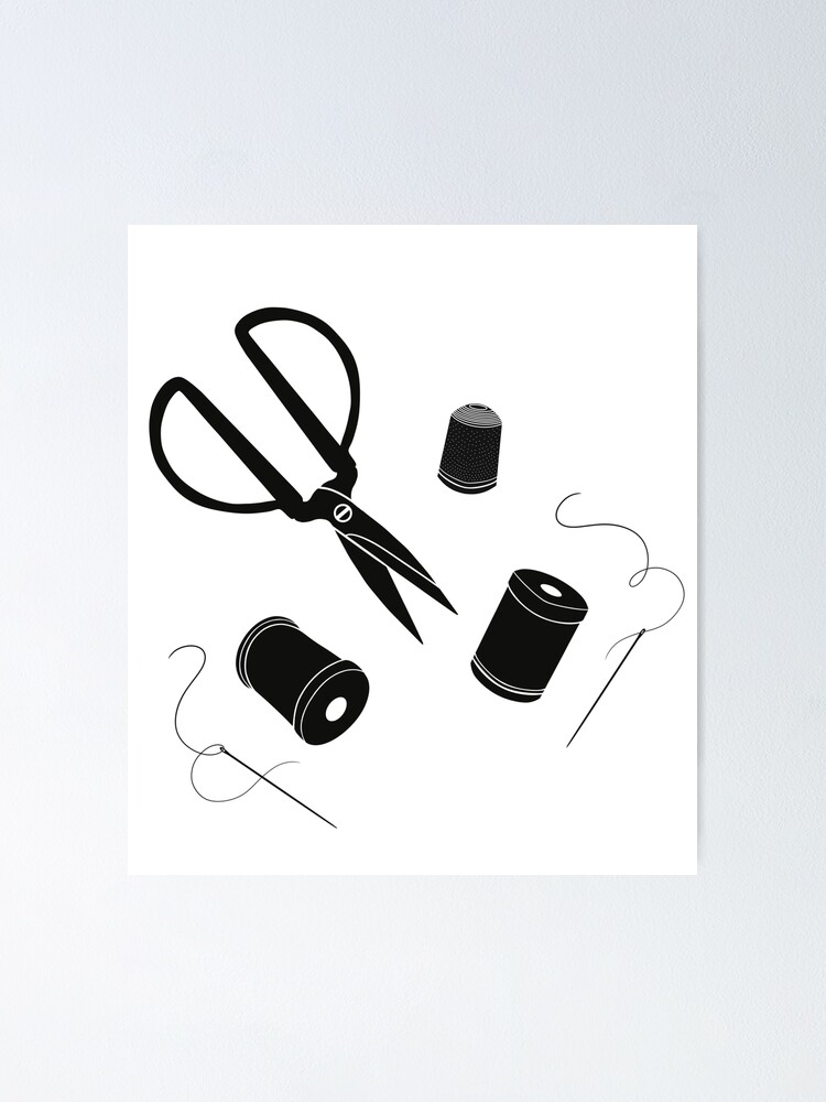 "Scissors needle and thread" Poster for Sale by Malva-and-Co | Redbubble