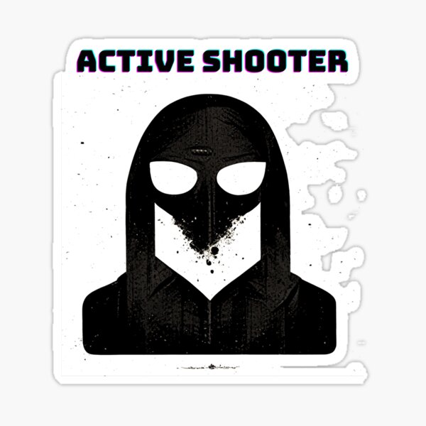 "gunman, shooter, active shooter, active shooter design" Sticker for ...