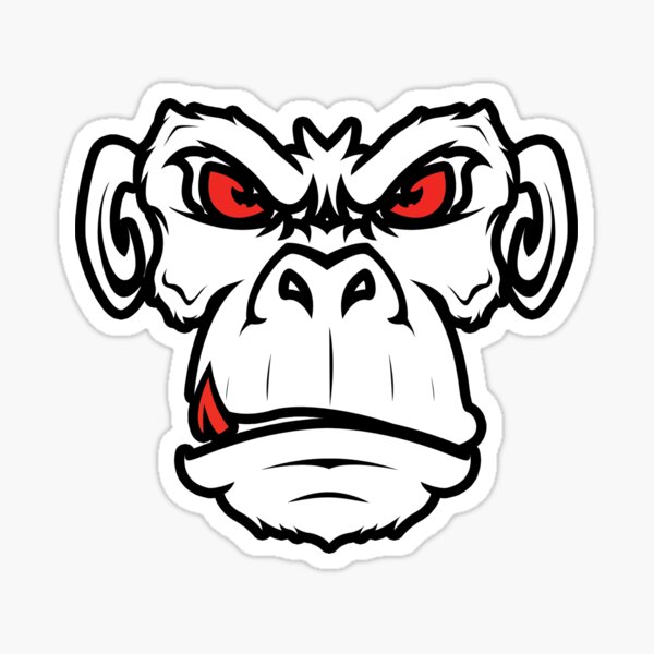 "Angry modern Monkey with red eyes and teeth" Sticker for Sale by ...