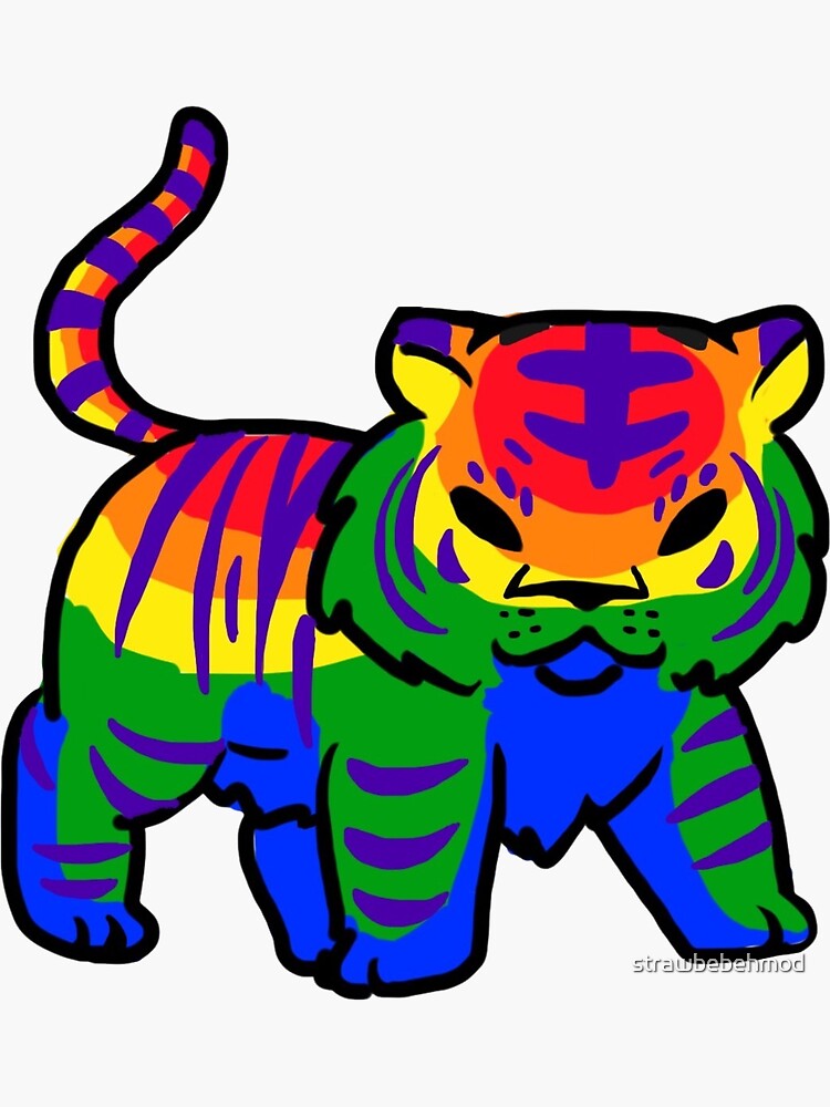 "Gay Pride Tiger" Sticker for Sale by strawbebehmod | Redbubble