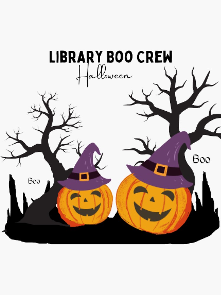 "Library Boo crew Halloween" Sticker for Sale by YvonneYasmine | Redbubble