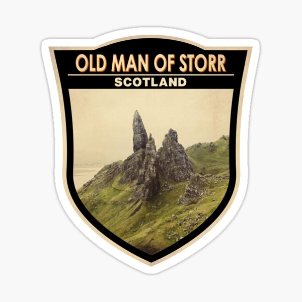 "The Old Man of Storr Scotland Watercolor Badge" Sticker for Sale by ...